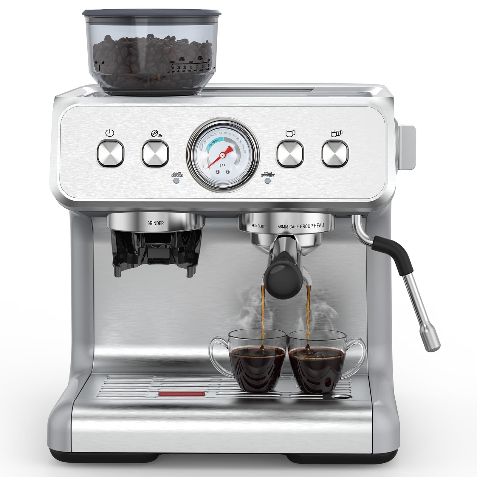 KNDKO Espresso Machine with Grinder & Milk Frother Steam Wand, 20 Bar ...