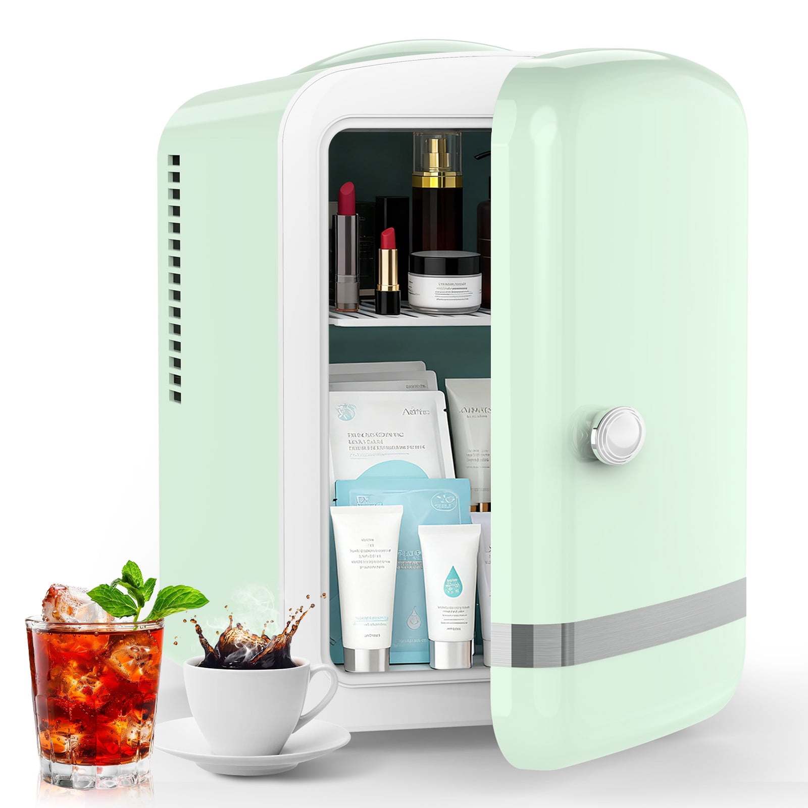 KNDKO Mini Fridge, 4L/6 Cans Cooler and Warmer Compact Refrigerator ...