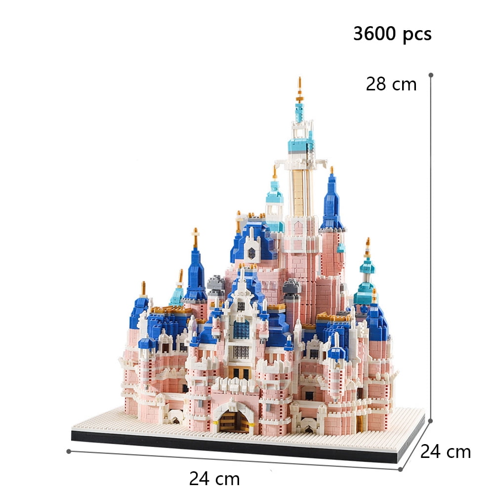 KNEW BUILT Gift Pink Castle Model Kits Toys Microblock Building Blocks ...