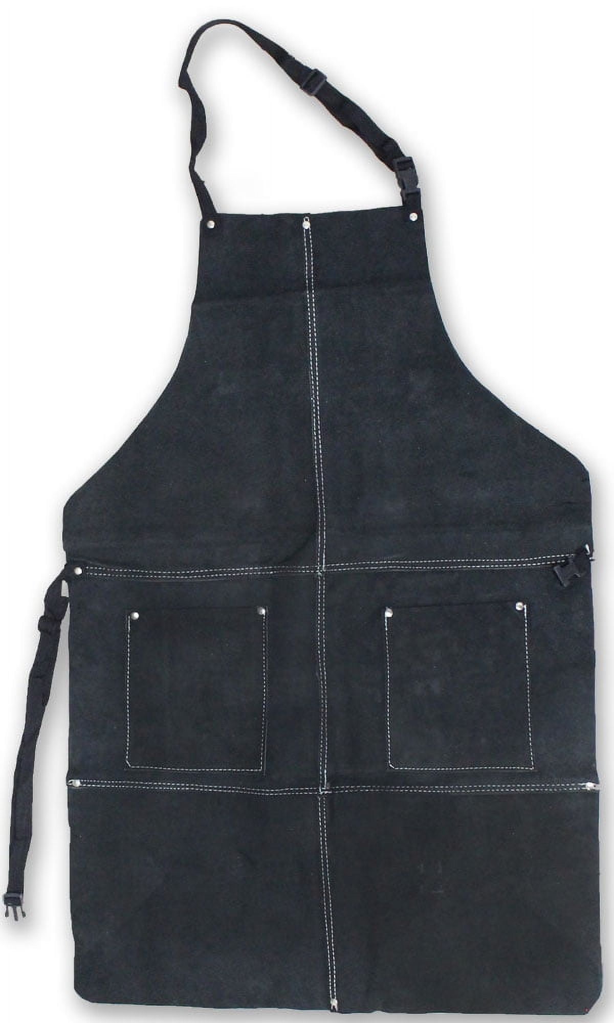 KNIGHT GUARD Genuine Leather Bib Style Shop Apron | 2 Pockets In Black ...