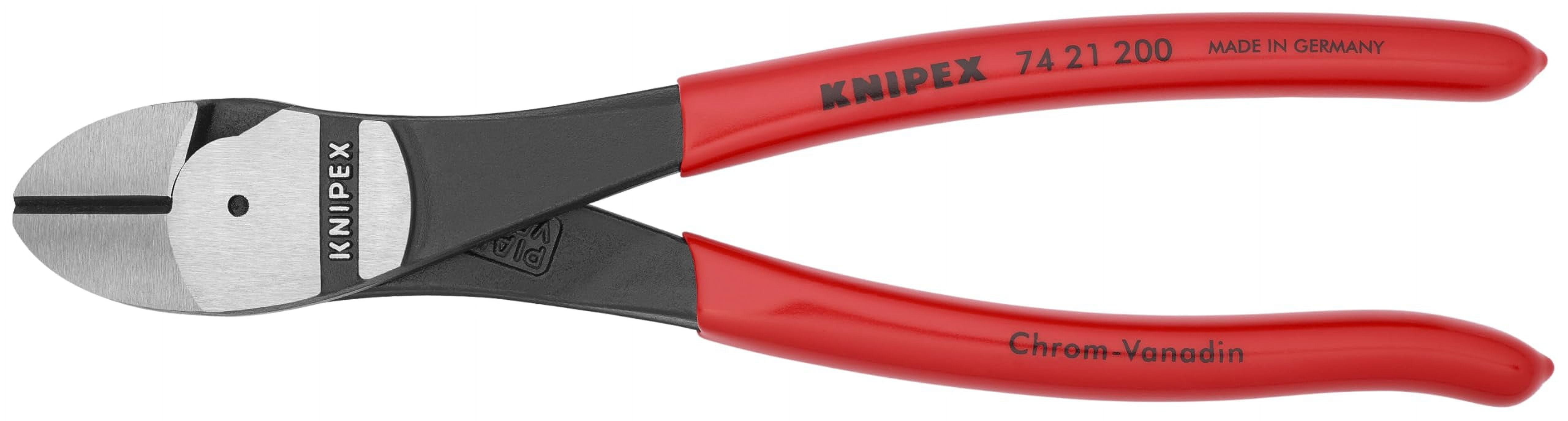 KNIPEX Tools 74 21 200, 8-Inch High Leverage Angled Diagonal Cutters ...
