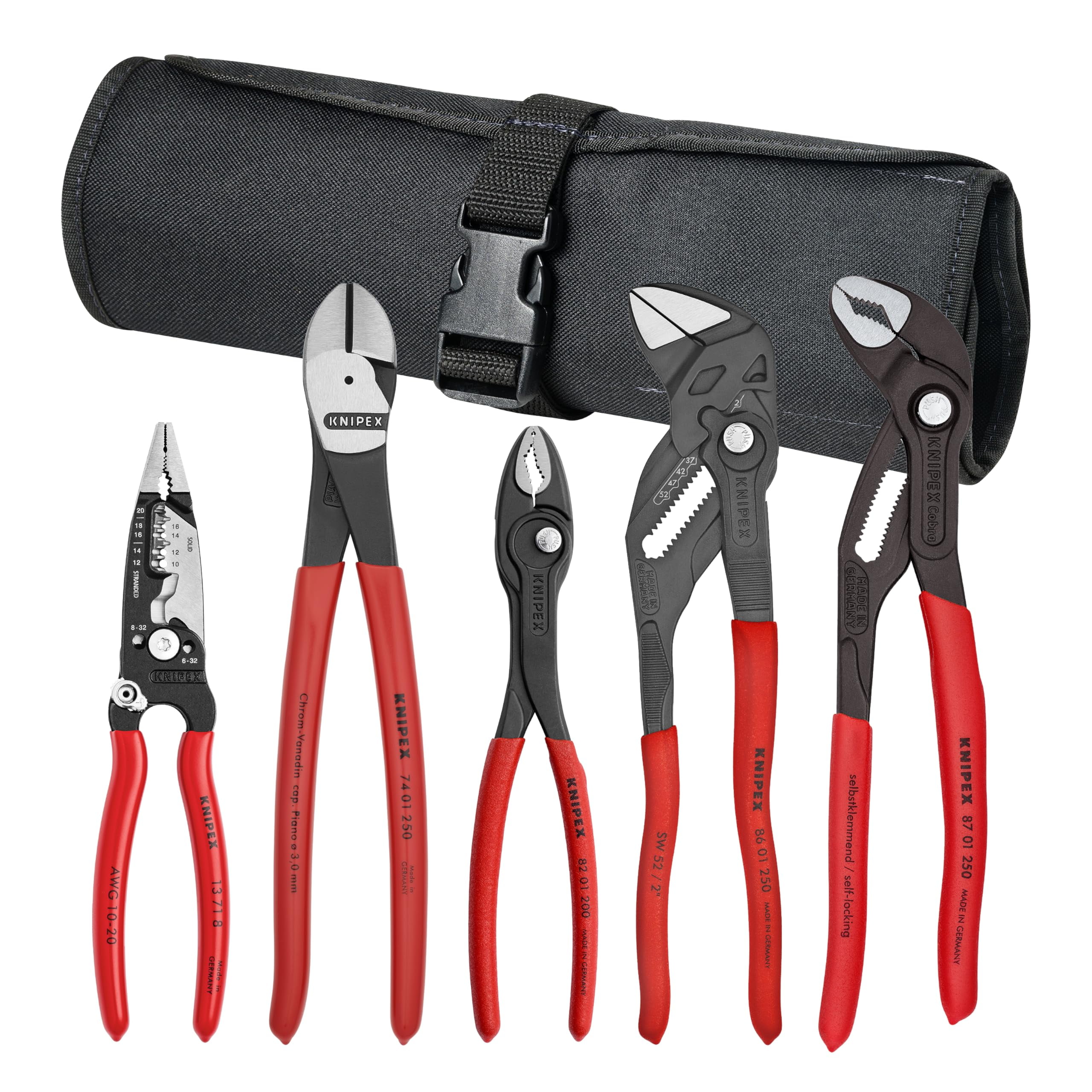 KNIPEX Tools 9K 00 80 150 US 5 Pc Core Pliers Set in Tool Roll C57 ...