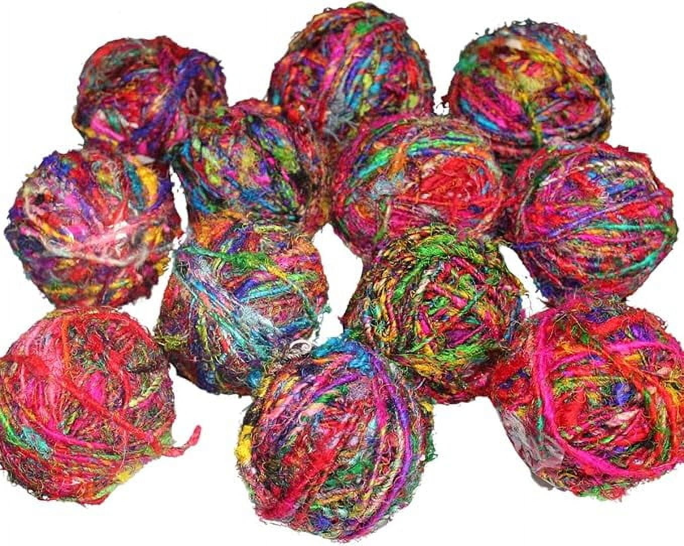 KNITSILK Recycled Sari Silk Yarn - Bulky Yarn - Multicolor (100 Grams ...