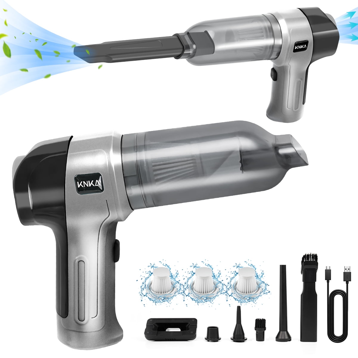 KNKA Car Vacuum Cleaner, 9000PA Handheld Vacuum Cordless with 3 HEPA ...