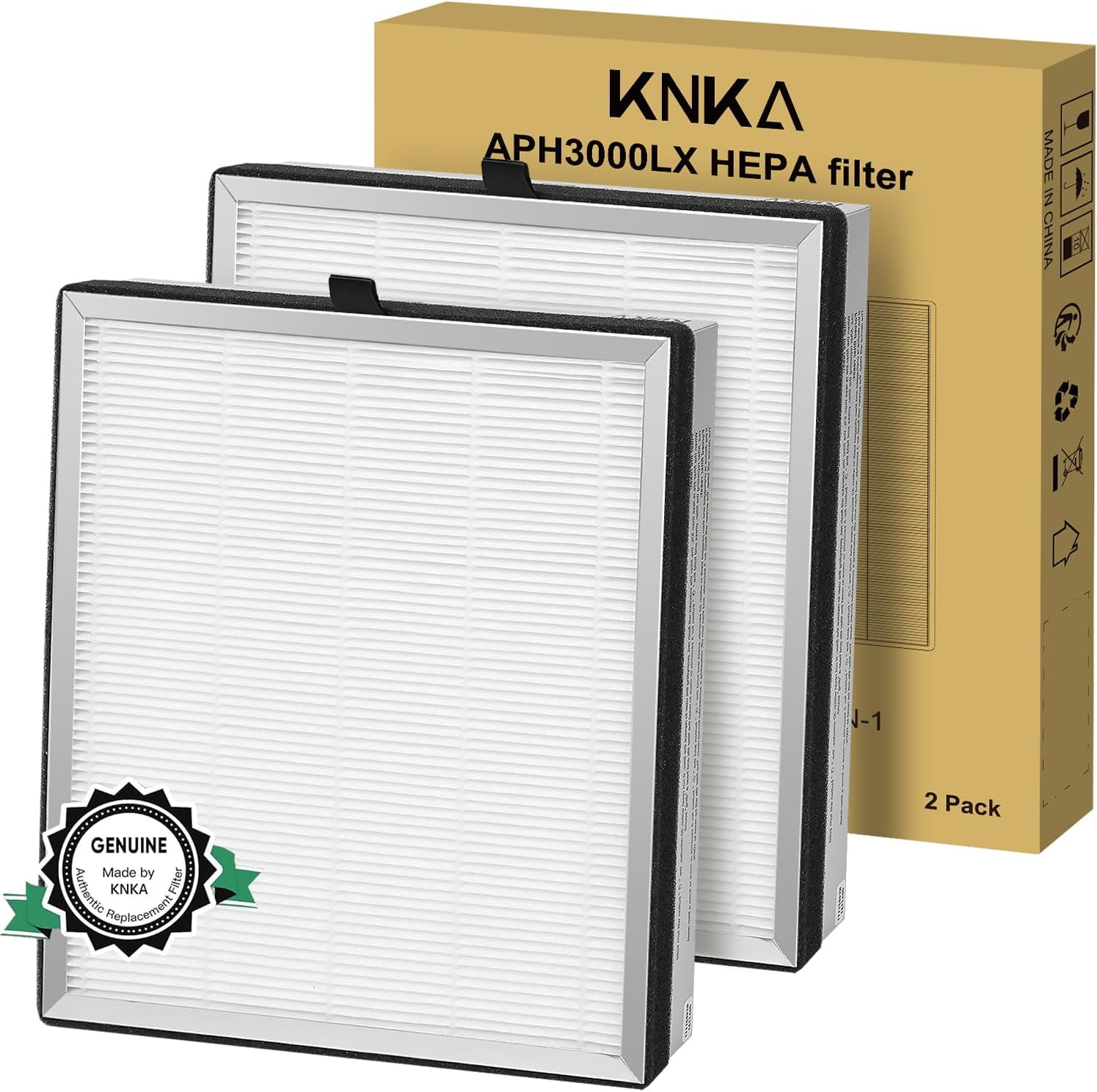 KNKA HEPA Air Purifier Replacement Filter for APH3000, 2 Pack, H13 True ...
