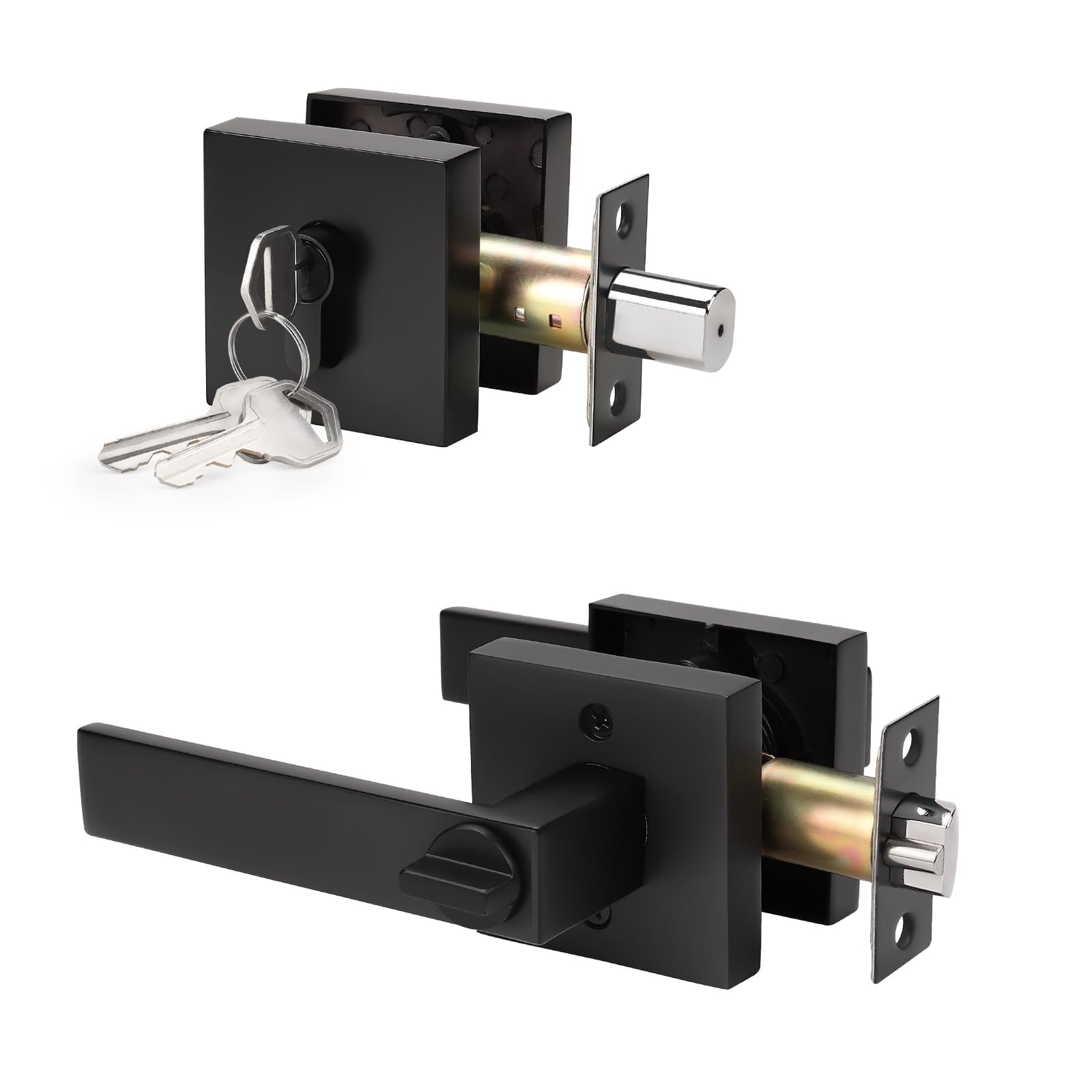 KNOBWELL Heavy Duty Exterior Door Knob with Double Cylinder Deadbolt ...