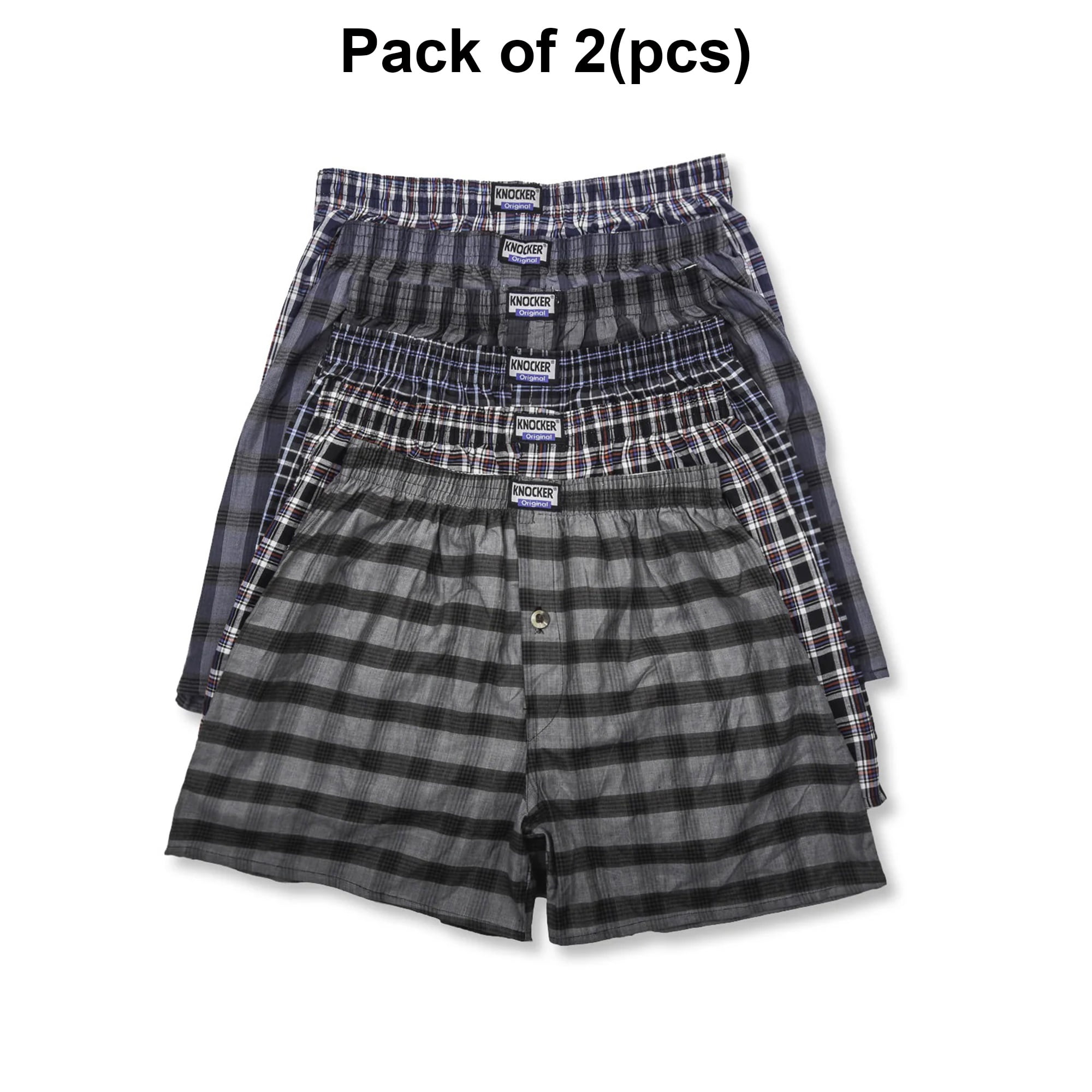 KNOCKER MEN'S COTTON BOXER SHORTS (TB4500), 100% Cotton, 2 Pack ...