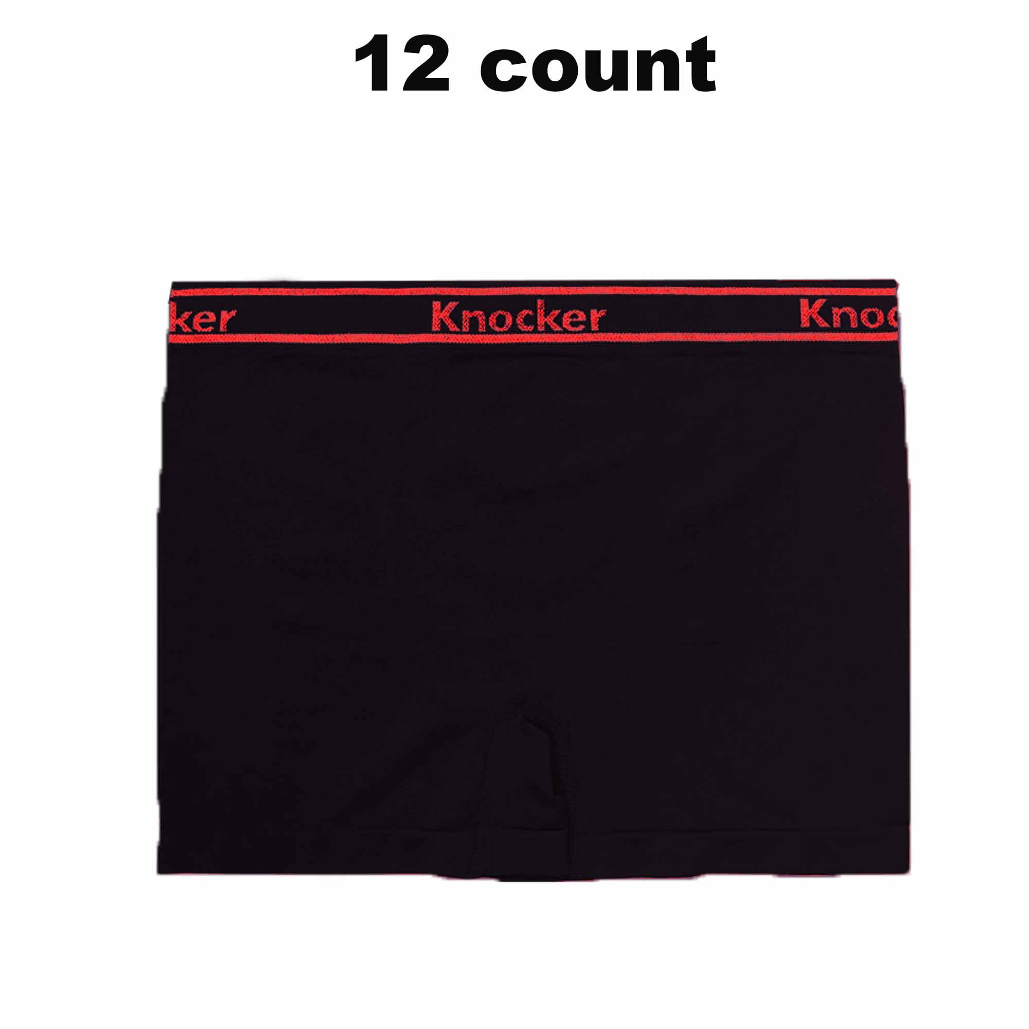 Knocker Men's Seamless Boxer Briefs Ms011m (Color-Black) Pack 12 ...