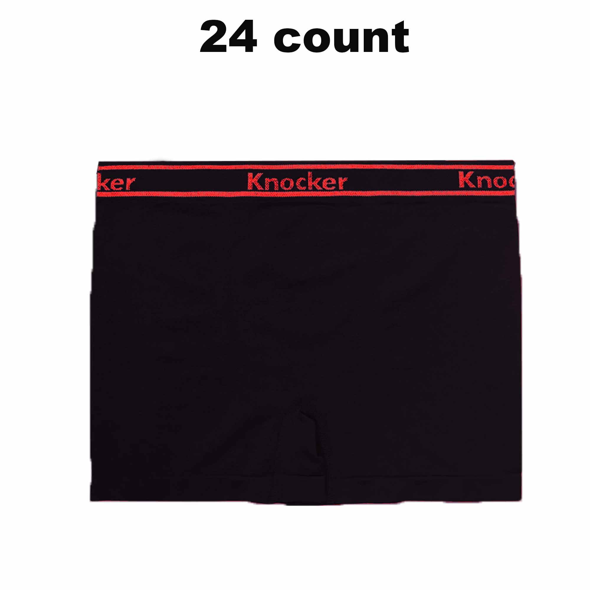 Knocker Men's Seamless Boxer Briefs Ms011m (Color-Black) Pack 24 ...
