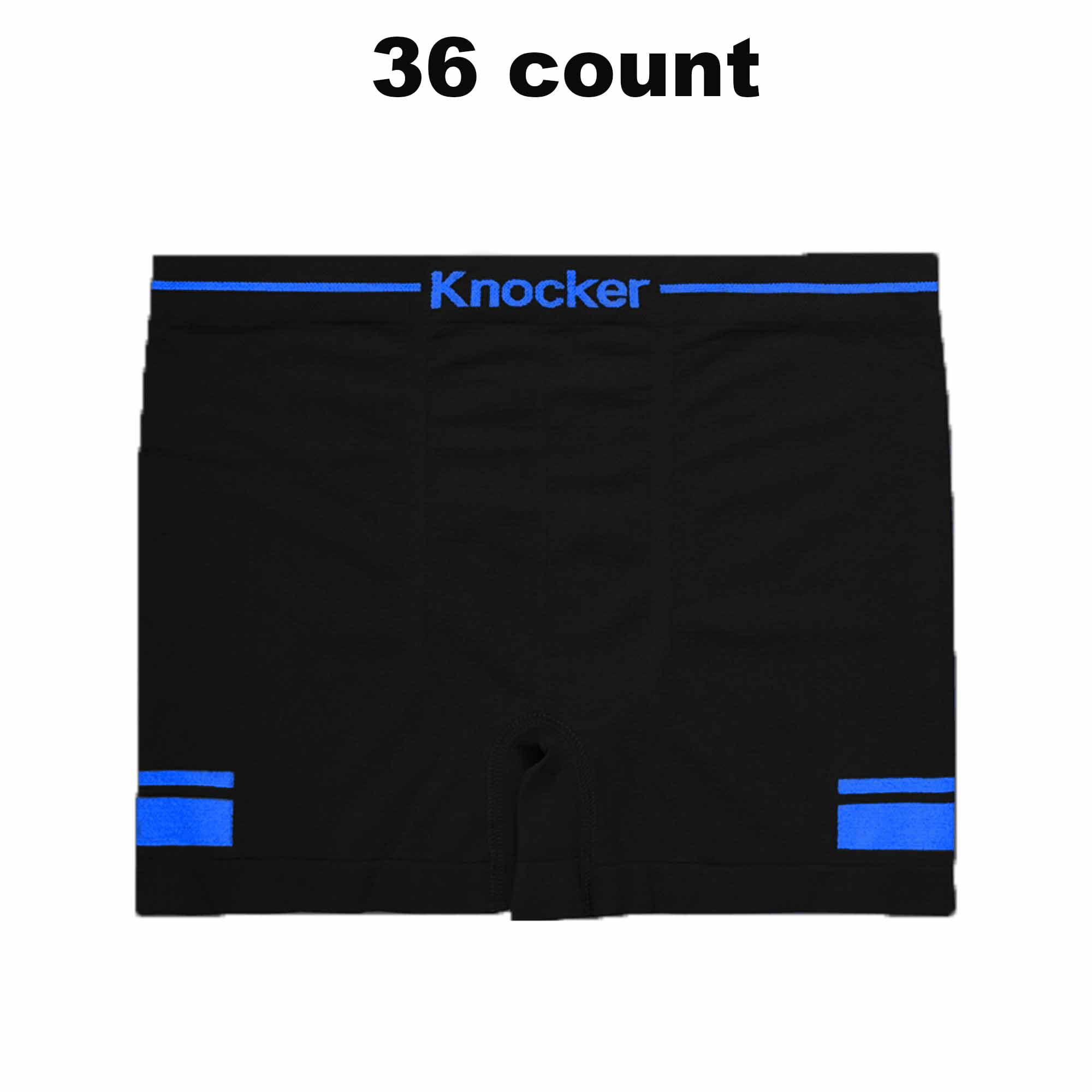 Knocker Men's Seamless Boxer Briefs Ms019m (Color-Black) Pack 36 ...