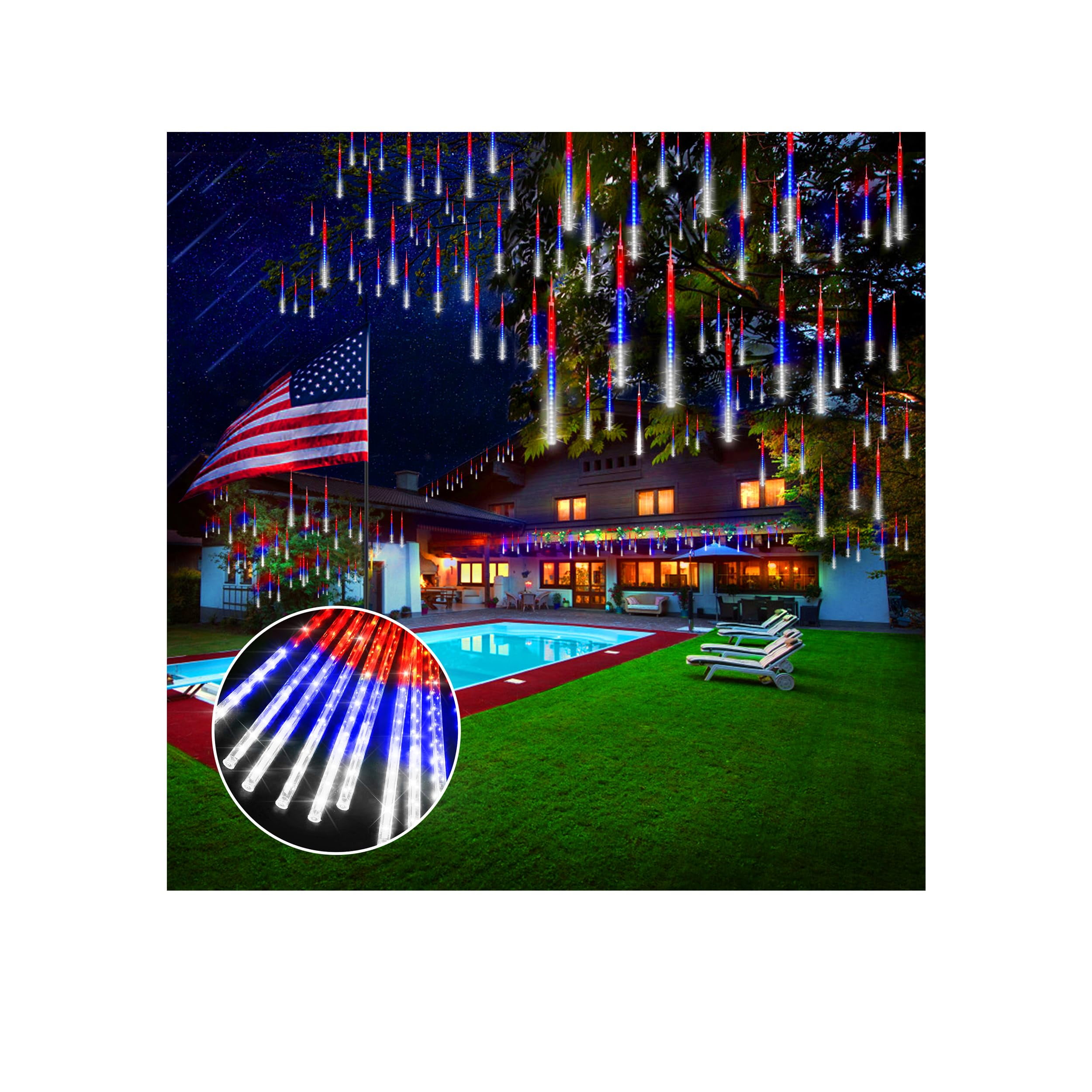 KNONEW 40 Tube 1120 LED Red White and Blue Lights 4th of July ...