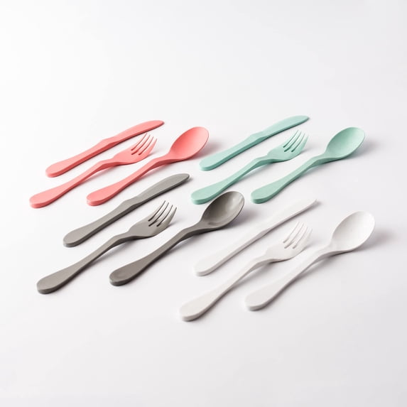 KNORK NEW COLOR (Mint, coral, white, gray)Eco 12 Piece (Fork, Knife ...