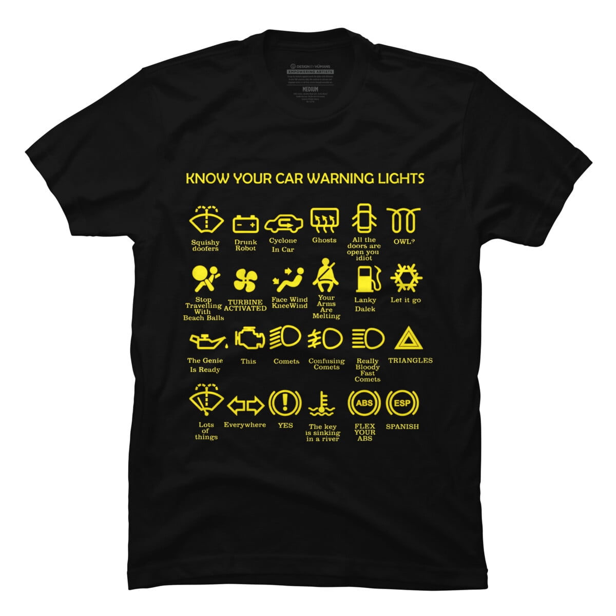 KNOW YOUR CAR WARNING LIGHTS Mens Black Graphic Tee - Design By Humans ...