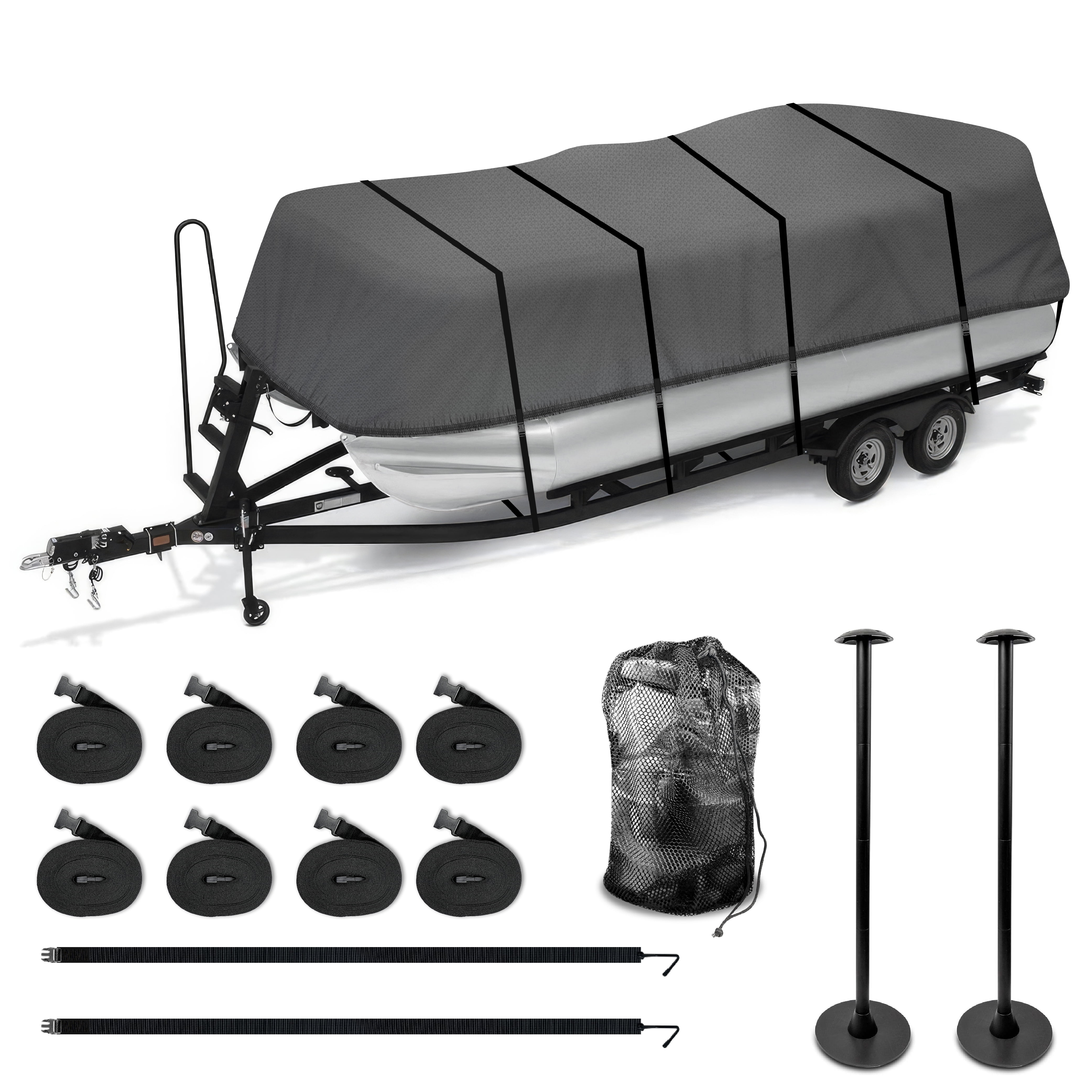 KNOX 3rd Gen Heavy Duty Pontoon Boat Cover with 2 Support Poles, Marine ...