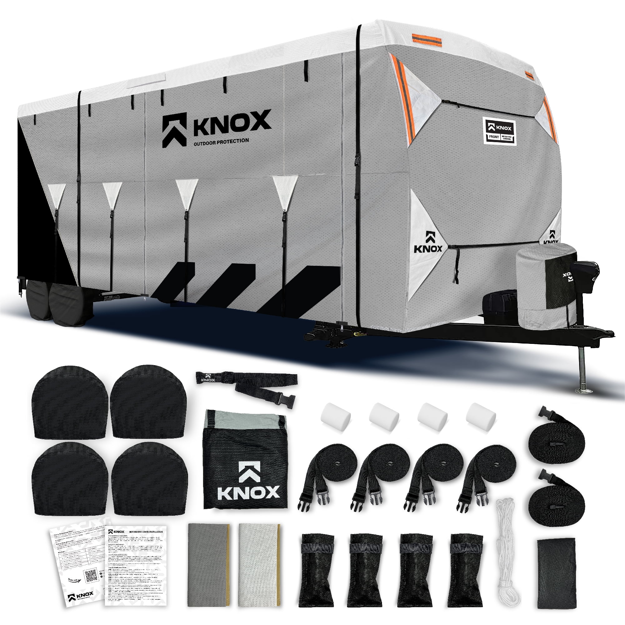 KNOX 3rd Gen Travel Trailer Cover, Anti-Tear, Waterproof, Winter Top ...