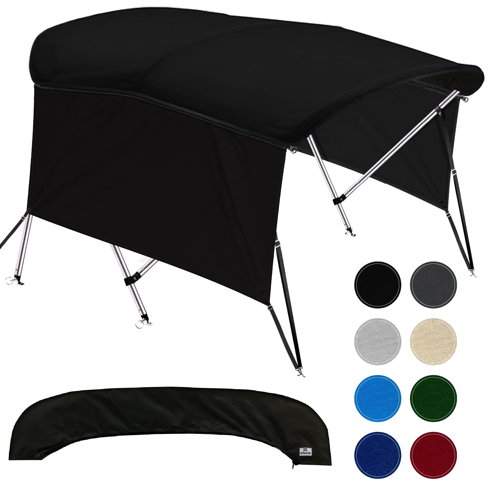 KNOX 3-Bow Bimini Top, 900D Marine Canvas, Support Poles, Sun Shade for ...