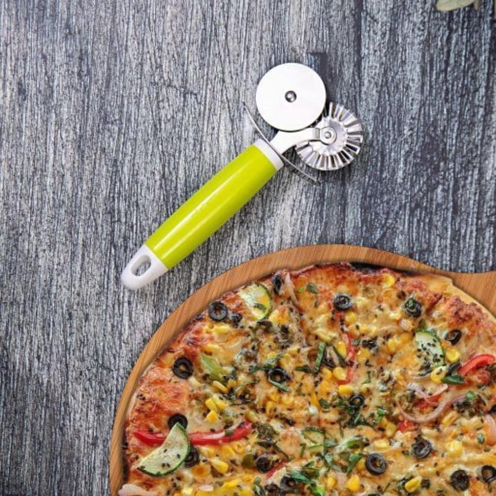 KNP Double Pizza Cutter With Aluminium Handle Thin Crispy Deep Dish ...