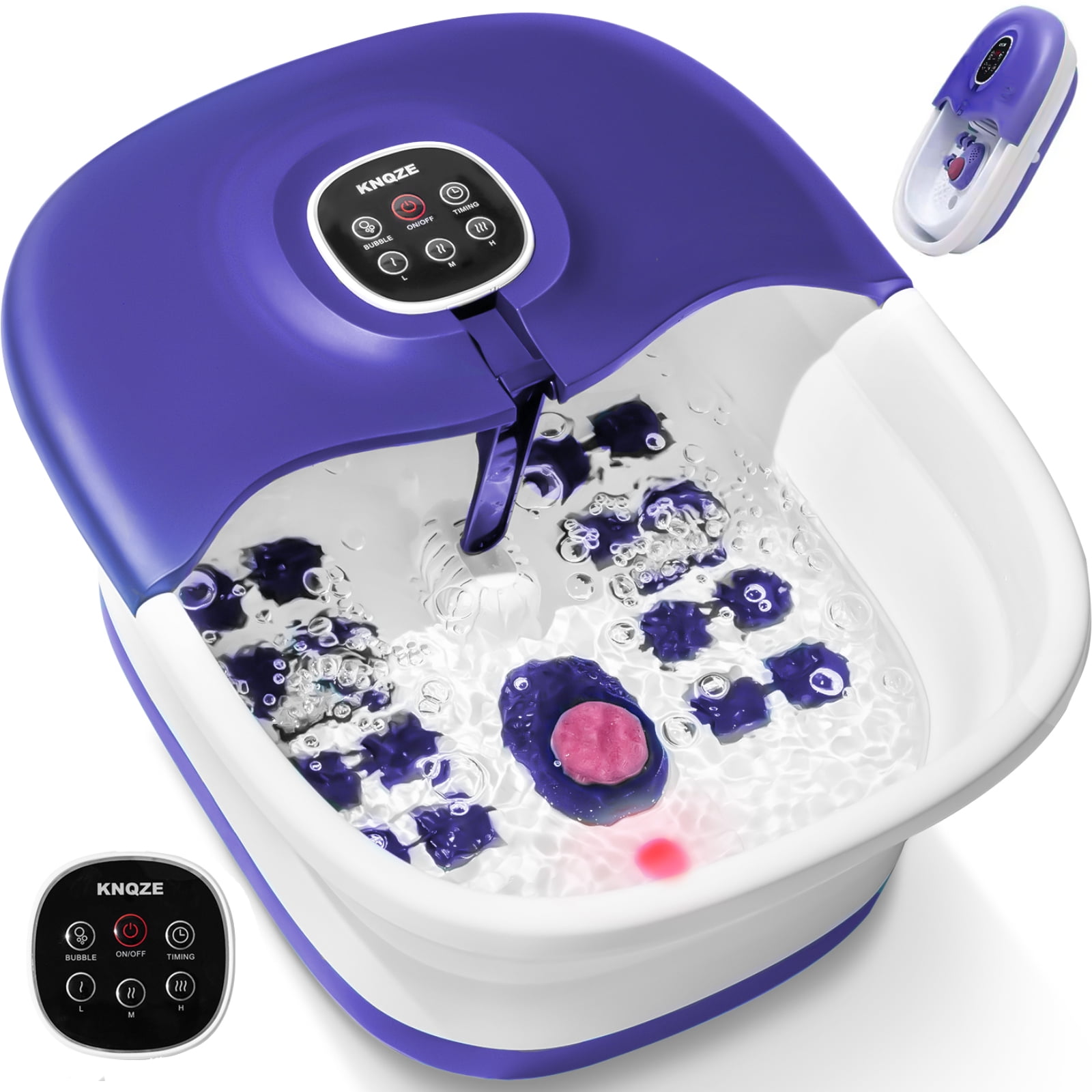 Knqze Collapsible Foot Bath Spa With Heat 16 Massage Rollers And Bubble