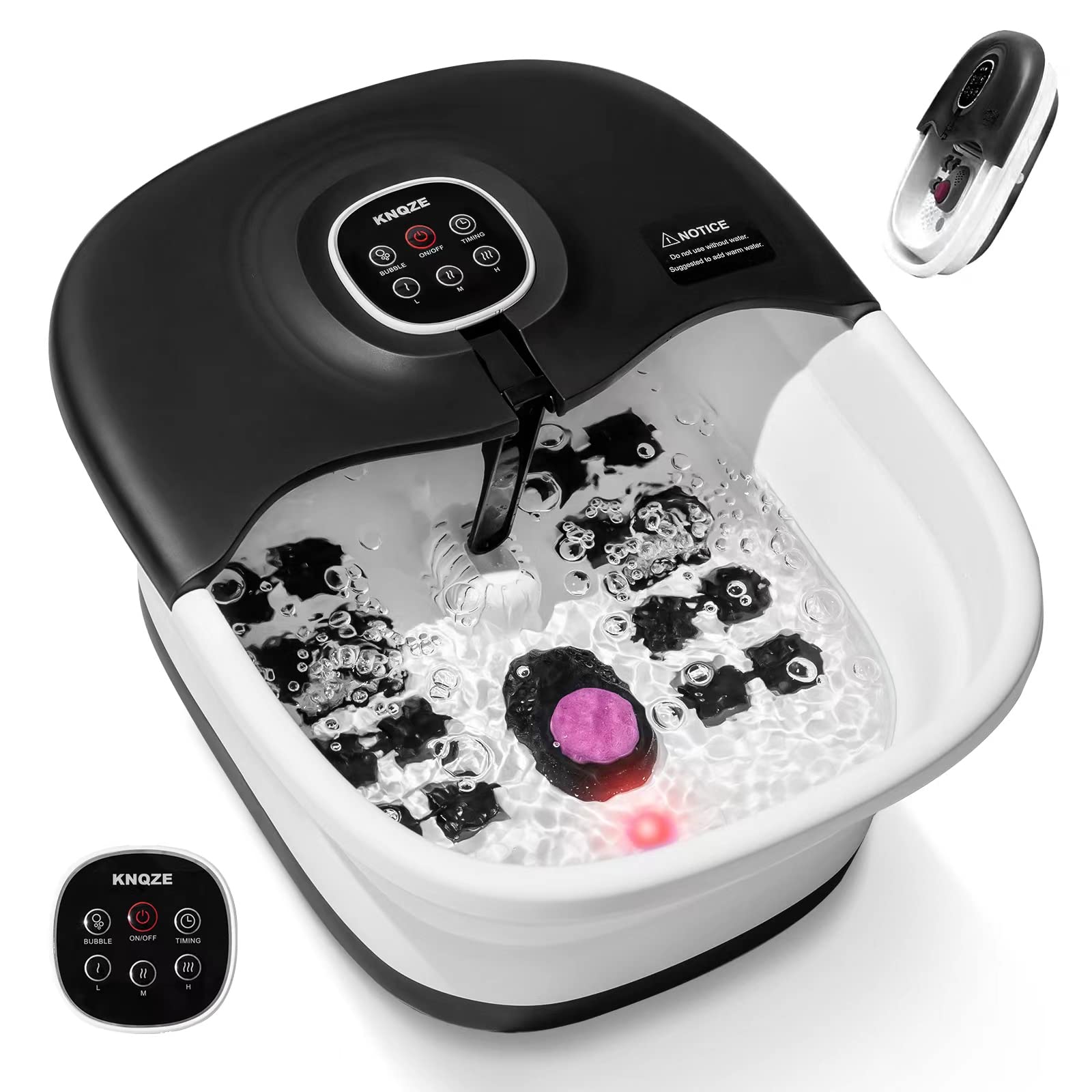 Knqze Motorized Collapsible Foot Spa Bath Electric Foot Bath Massager With Heat And Jets Bubble