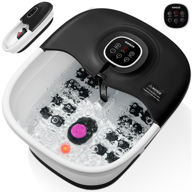 Knqze Collapsible Foot Spa With Heat 16 Massage Rollers And Bubble Electric Pedicure Foot Spa