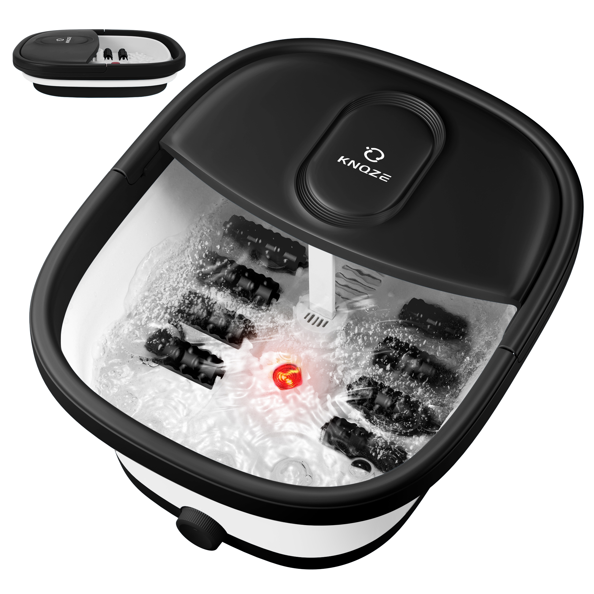 KNQZE Collapsible Electric Foot Spa with Heat-Maintaining, Bubbles & 8 ...
