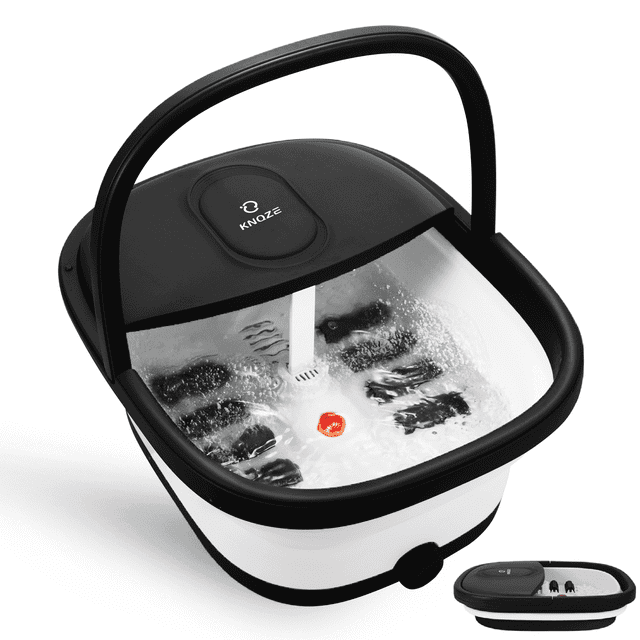 KNQZE Collapsible Electric Foot Spa with Heat-Maintaining, Bubbles & 8 ...