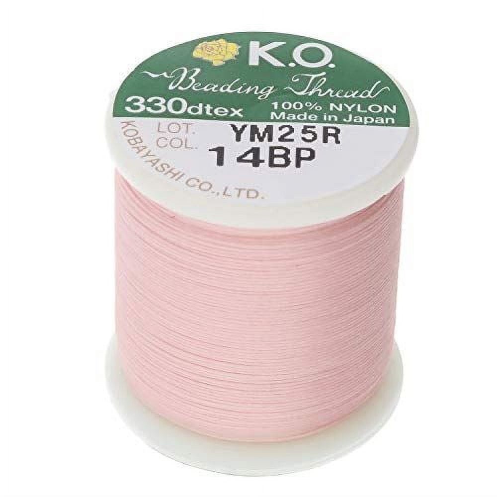 KO Nylon Beading Thread, Baby Pink Color, Japanese Pre-Waxed 100% Nylon, 330TEX, Tangle ...