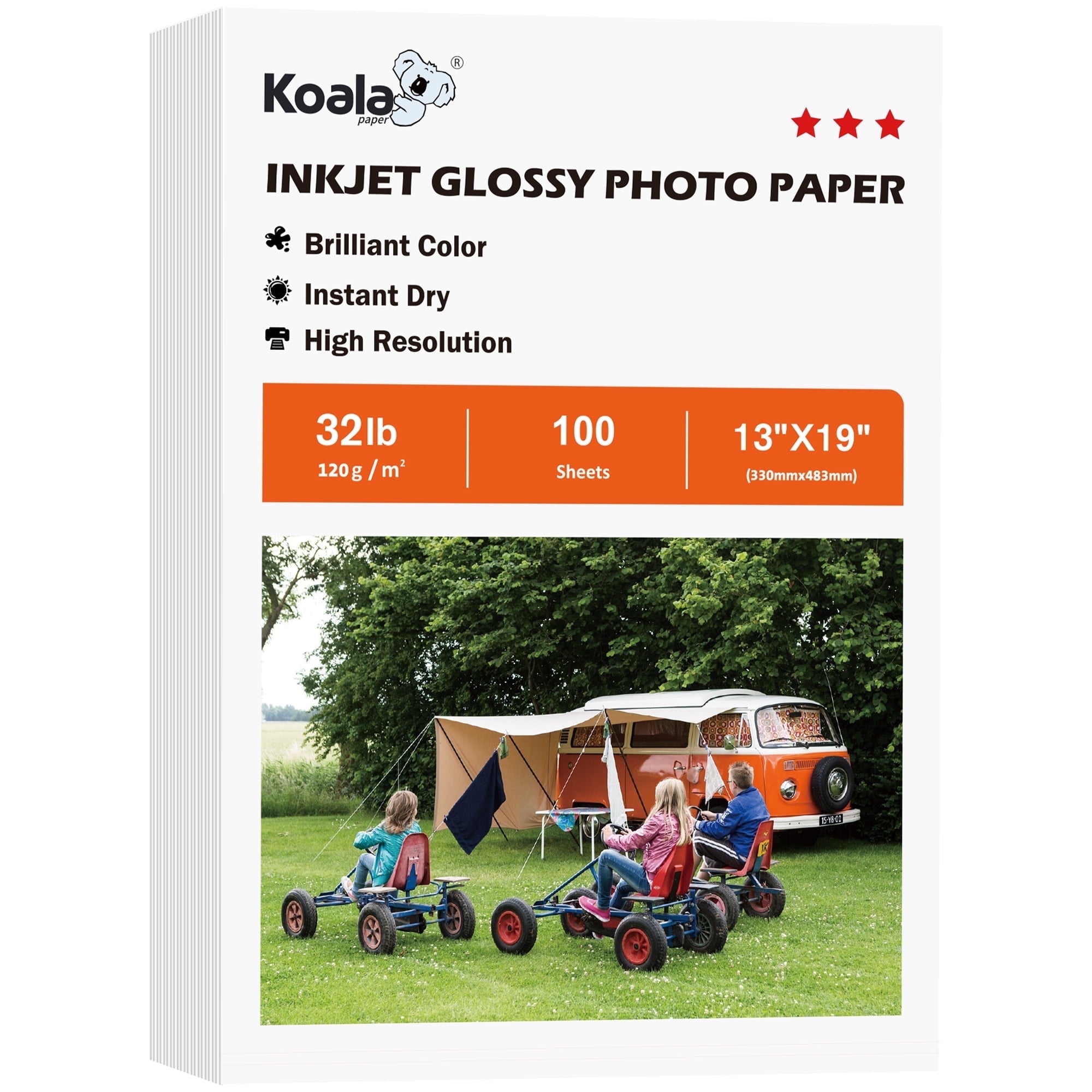 KOALA Double Sided Glossy Photo Paper 13x19 inch 32lb, 100 Sheets ...