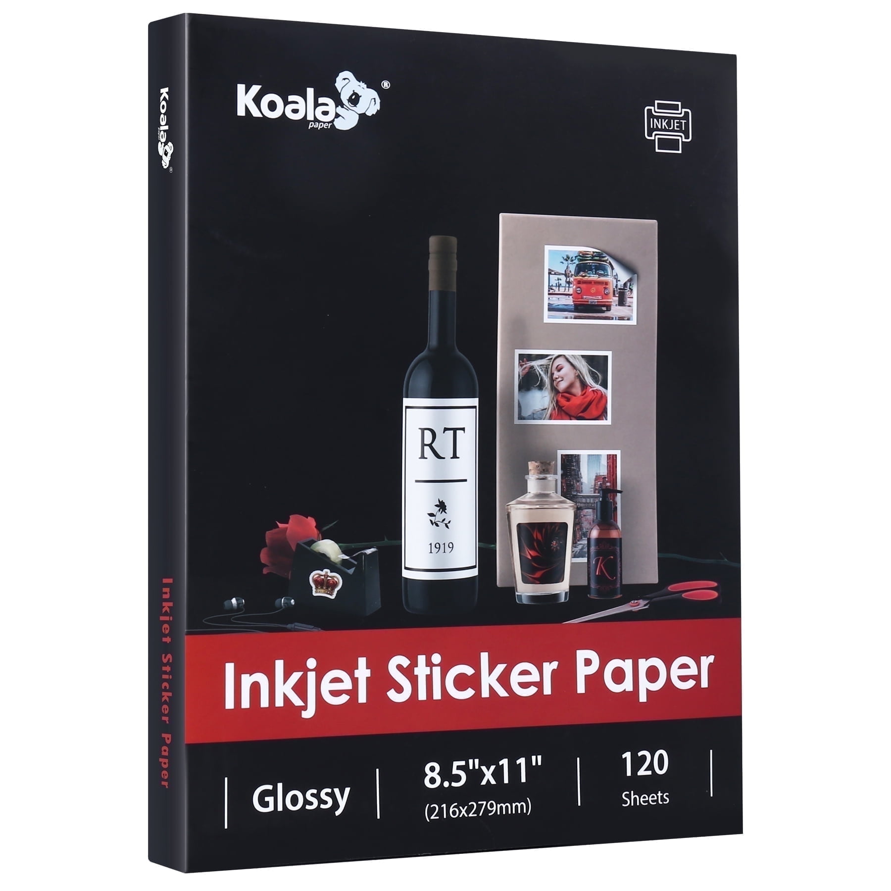 KOALA PAPER, Glossy Sticker Paper, 8.5x11, 120 Sheets - Walmart.com