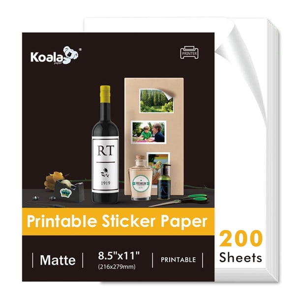 Matte White Sticker Sheets 200 Sheets Matte Sticker Paper 8.5x11 ...