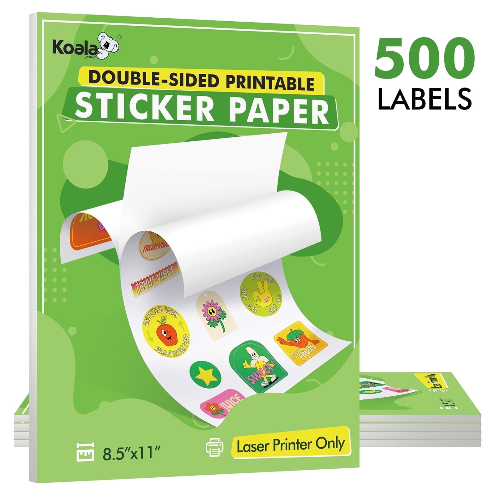 KOALA White Sticker Full Sheet Shipping Labels，8.5" x 11"，500 Count ...