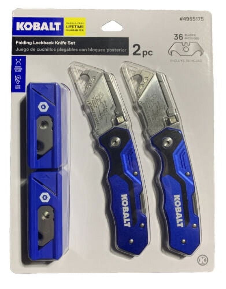 KOBALT Folding Lockback Utility Knife Set + 36 Blades - Hook Edge (Roof ...