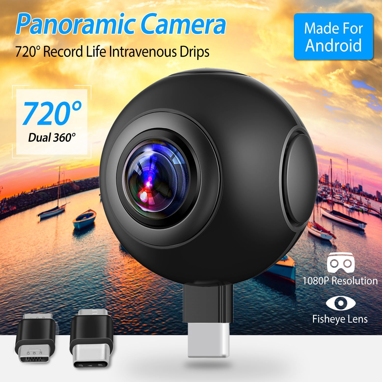KOCASO Dual Lens 720° Real-Time Panorama Camera 1080p Video F2.0 ...