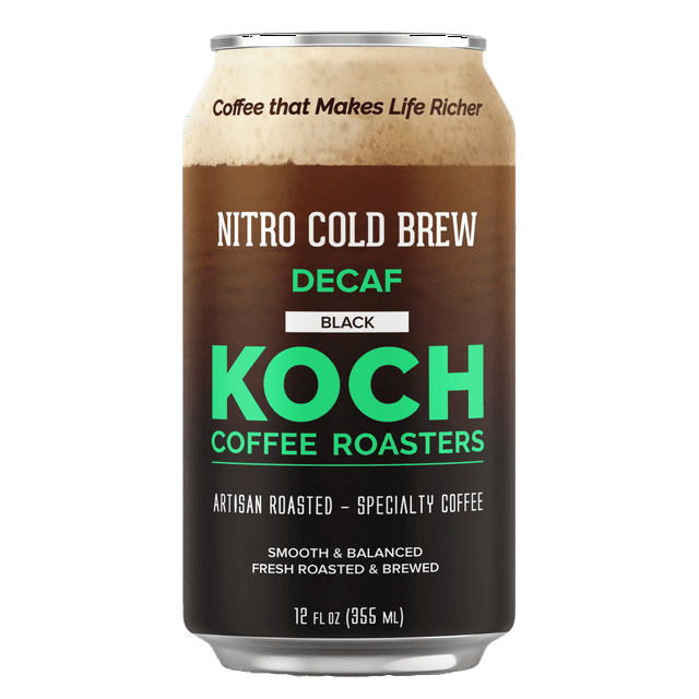 KOCH Coffee Roasters Decaffeinated Nitro Cold Brew - Smooth, Balanced, & Caffeine Free 12 fl oz ...