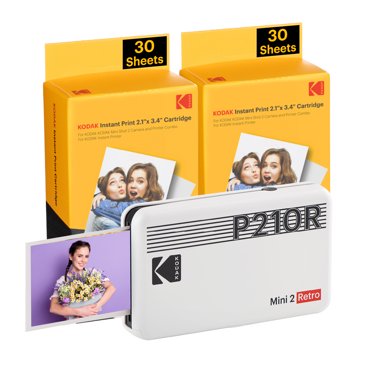 KODAK Mini Shot 3 Retro 4PASS 2-in-1 Instant Camera and Photo Printer (3x3 inches) + 8 Sheets ...