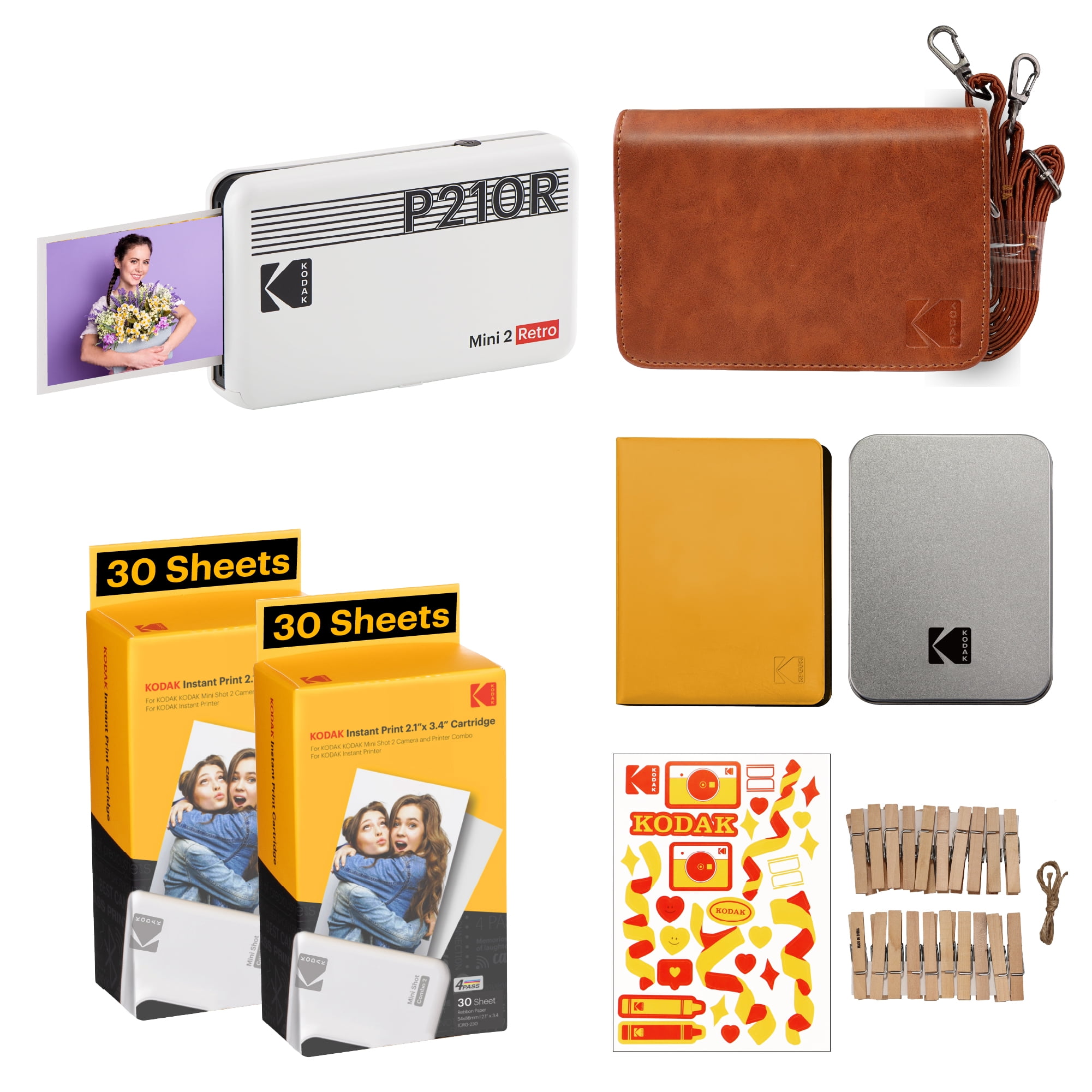 KODAK Mini 2 Retro Portable Photo Printer, 4PASS, 2.1x3.4 inches, 68 ...