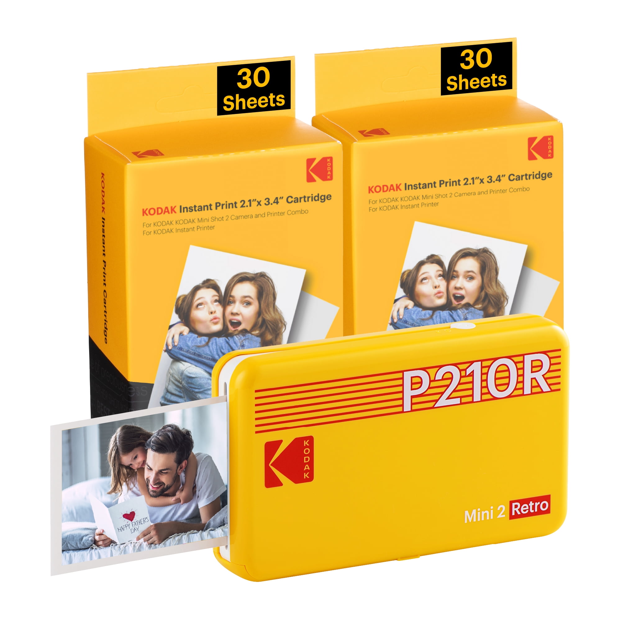 KODAK Mini 2 Retro Instant Mobile Printer, Bluetooth, 2.1x3.4-inch, 68 ...