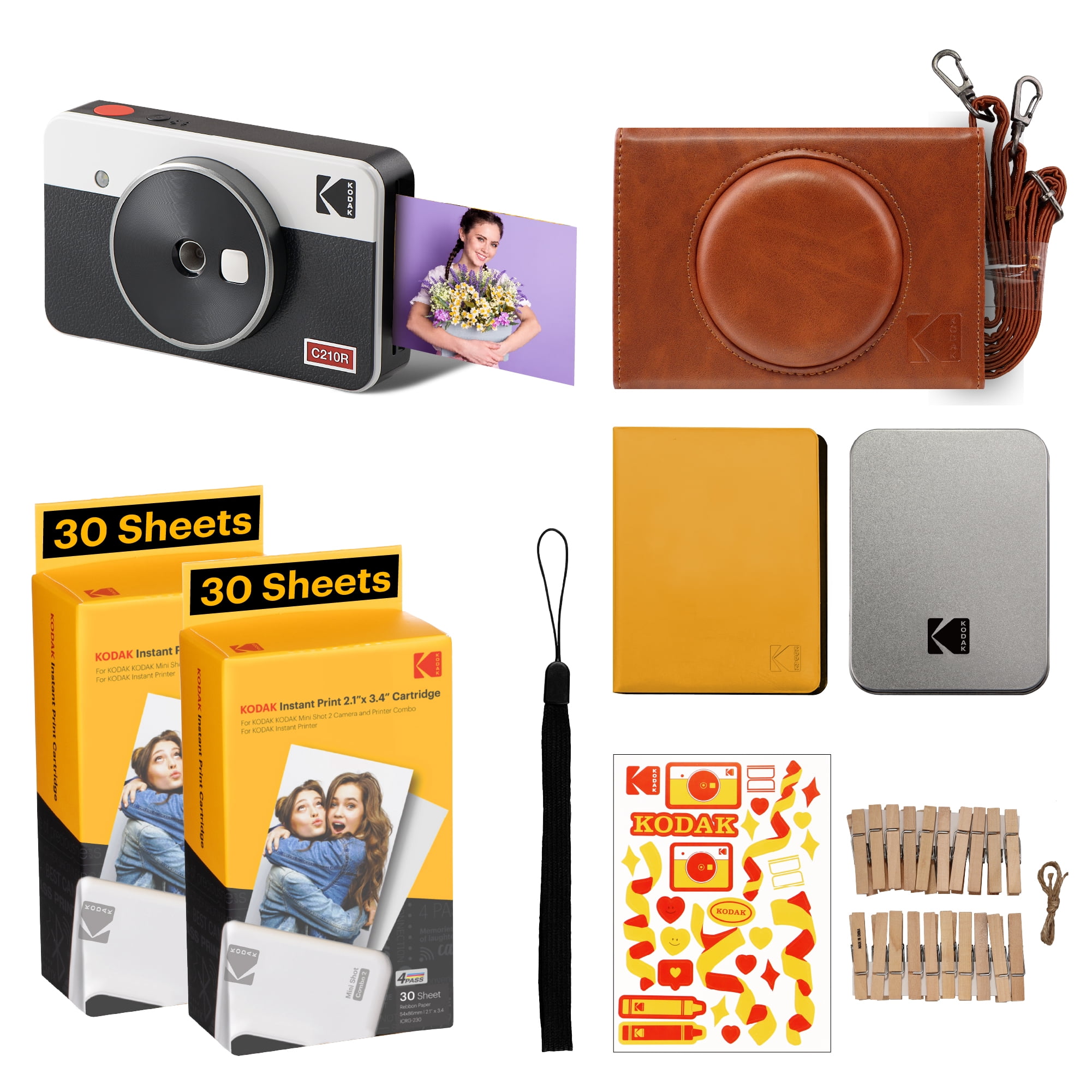 Free Shipping! KODAK Mini Shot 2 Retro 4PASS 2-in-1 Instant Camera and Photo Printer (2.1x3.4 ...