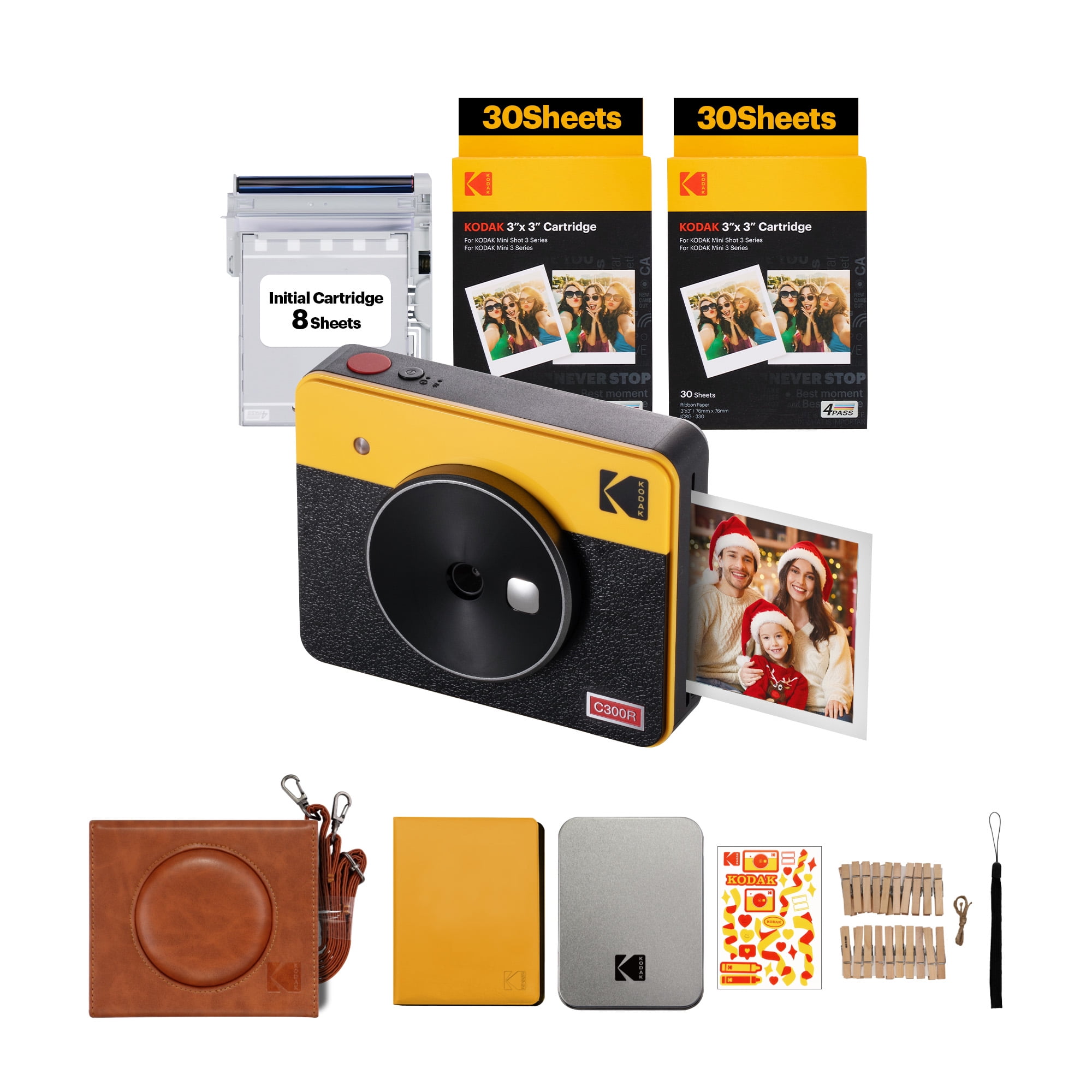 Free Shipping! KODAK Mini Shot 3 Retro 4PASS 2-in-1 Instant Camera and Photo Printer (3x3 inches ...
