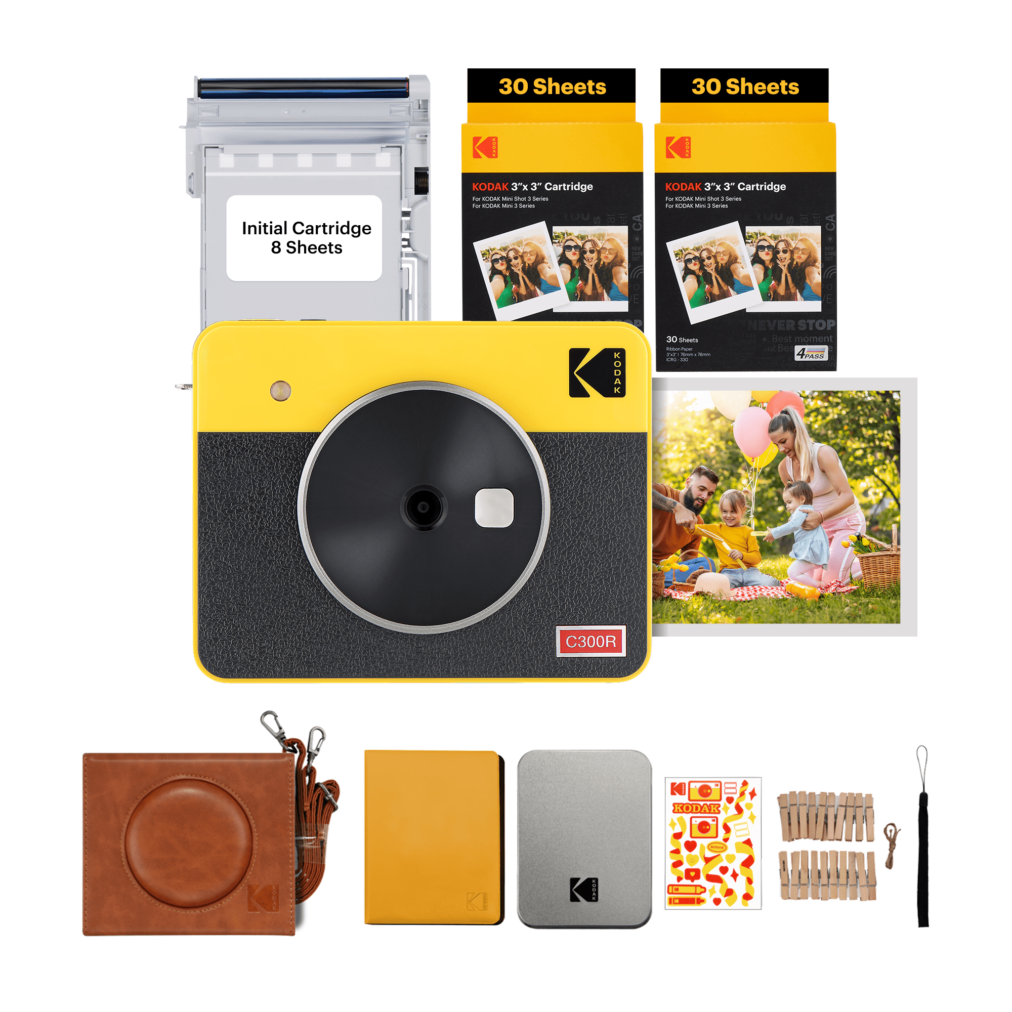 Free Shipping! KODAK Mini Shot 3 Retro 4PASS 2-in-1 Instant Camera and Photo Printer (3x3 inches ...