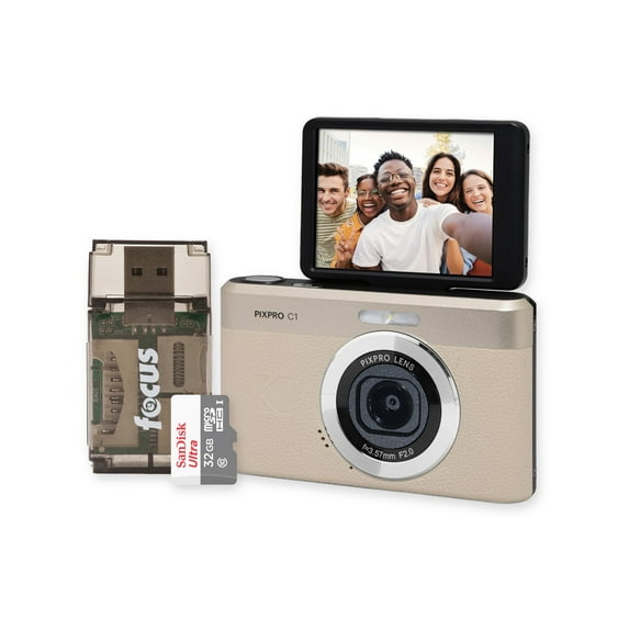 KODAK PIXPRO C1 13MP, 1080p Digital Camera (Brown) Bundle with 32GB ...