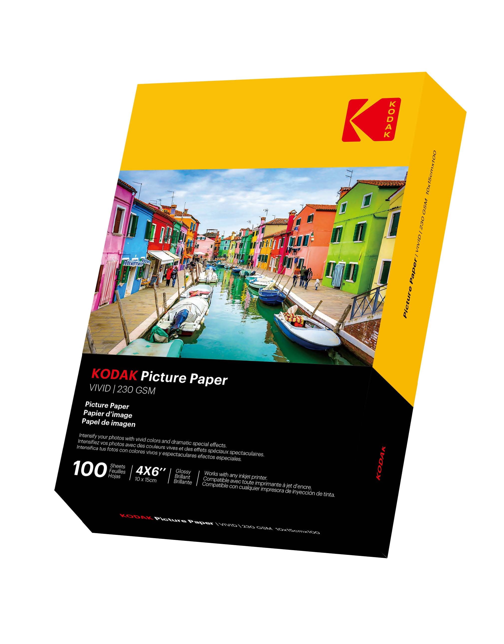 KODAK Glossy Photo Paper, 4"x6", 100ct, Instant Dry, Vivid Colors ...