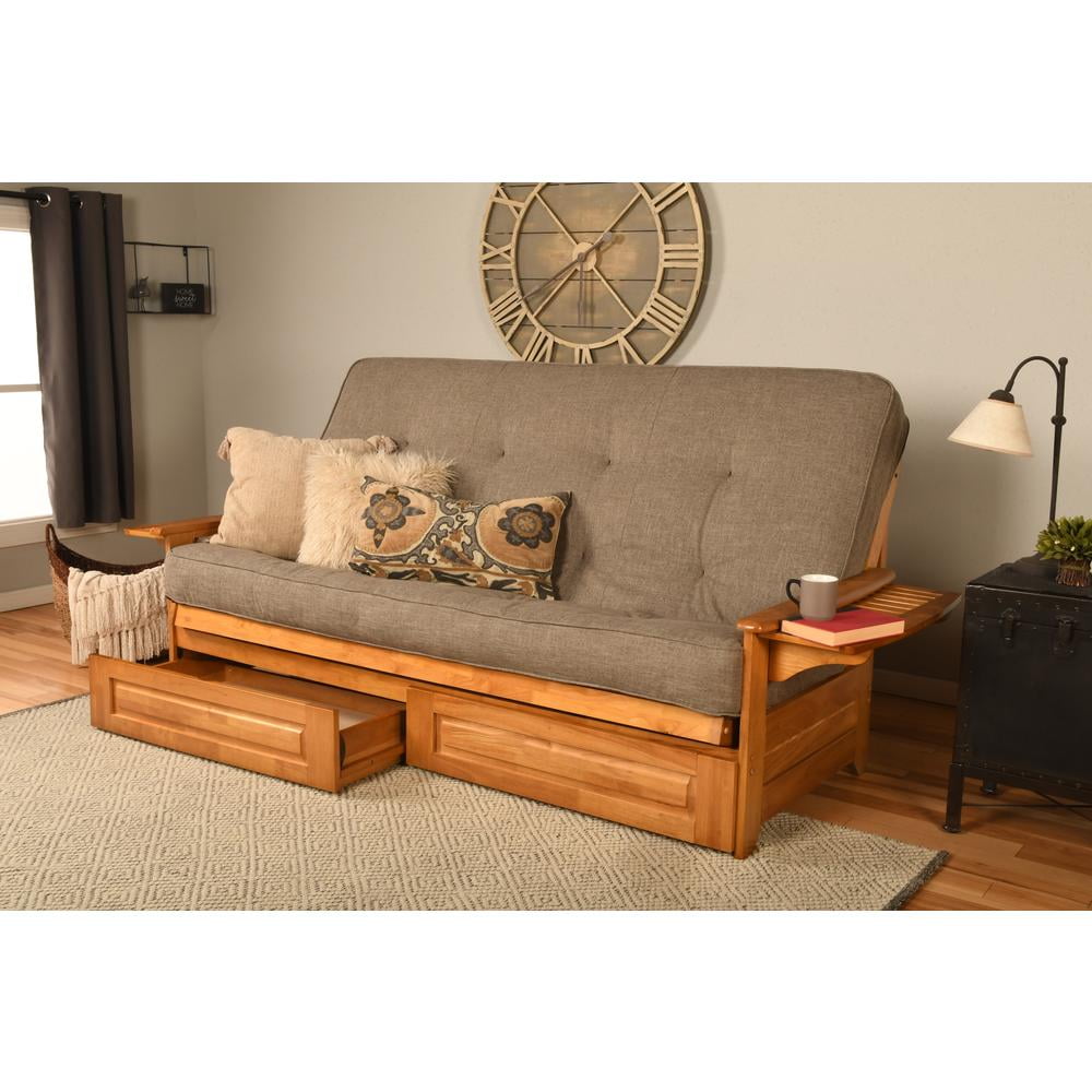 Kodiak Furniture Phoenix Queen Butternut Wood Storage Futon-Linen Stone ...