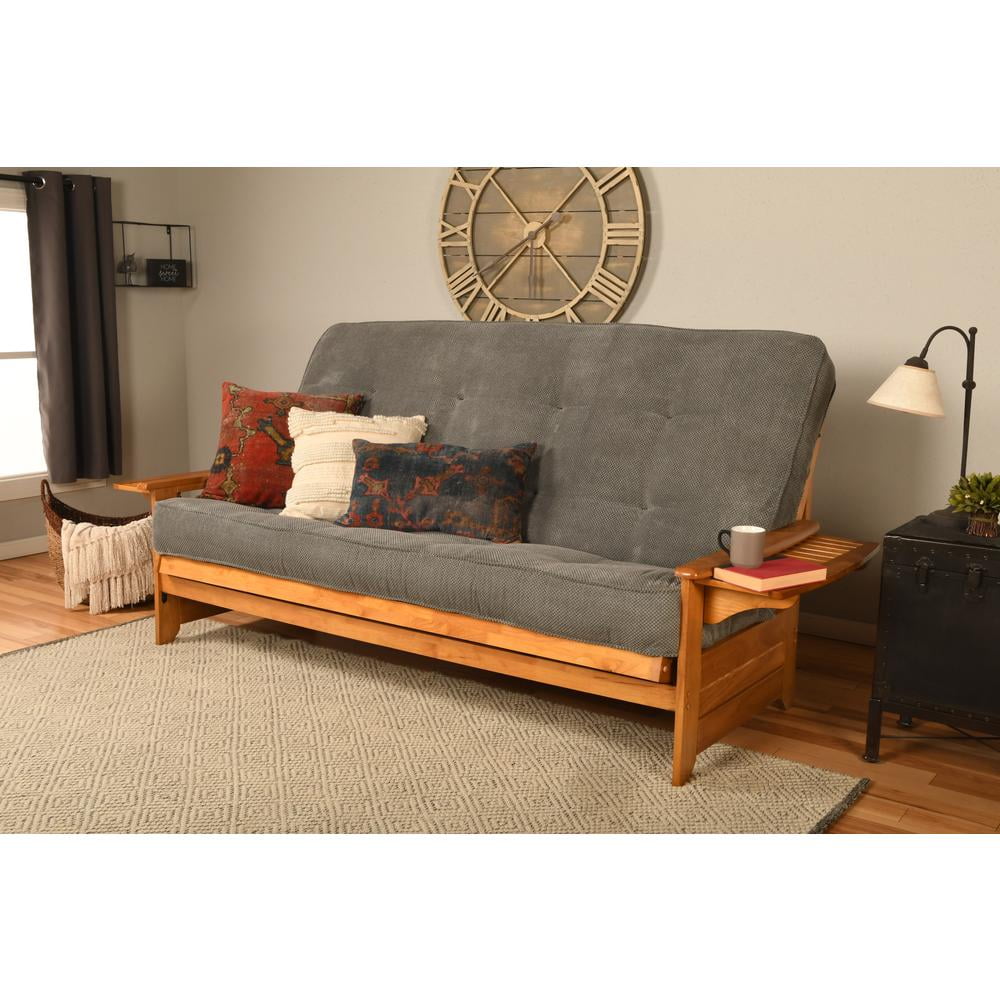KODIAK Phoenix Queen Size Futon Sofa Bed Frame, Butternut Finish with ...