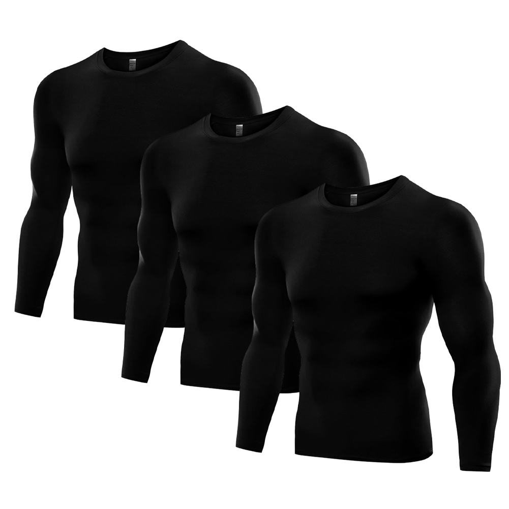 KOERIM 3 PACK Men Dry Fit Long Sleeve Compression Shirts Workout ...