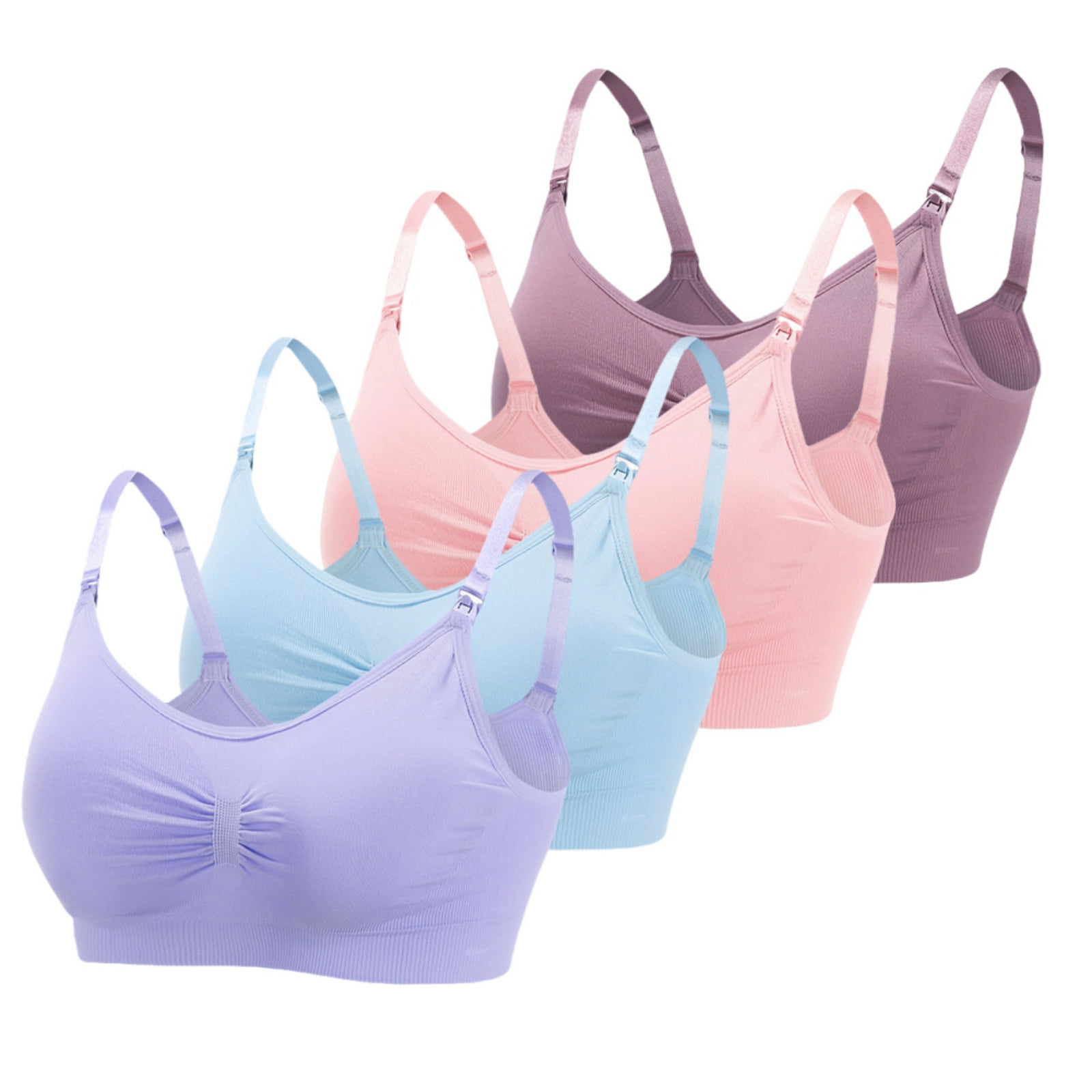 KOERIM 4 Pack Women Sleeping Nursing Bra Wirefree Padded Seamless ...