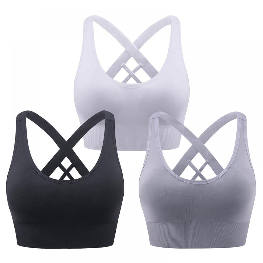 KOERIM Women,'s Cross Back Sport Bras Padded Strappy Criss Cross ...