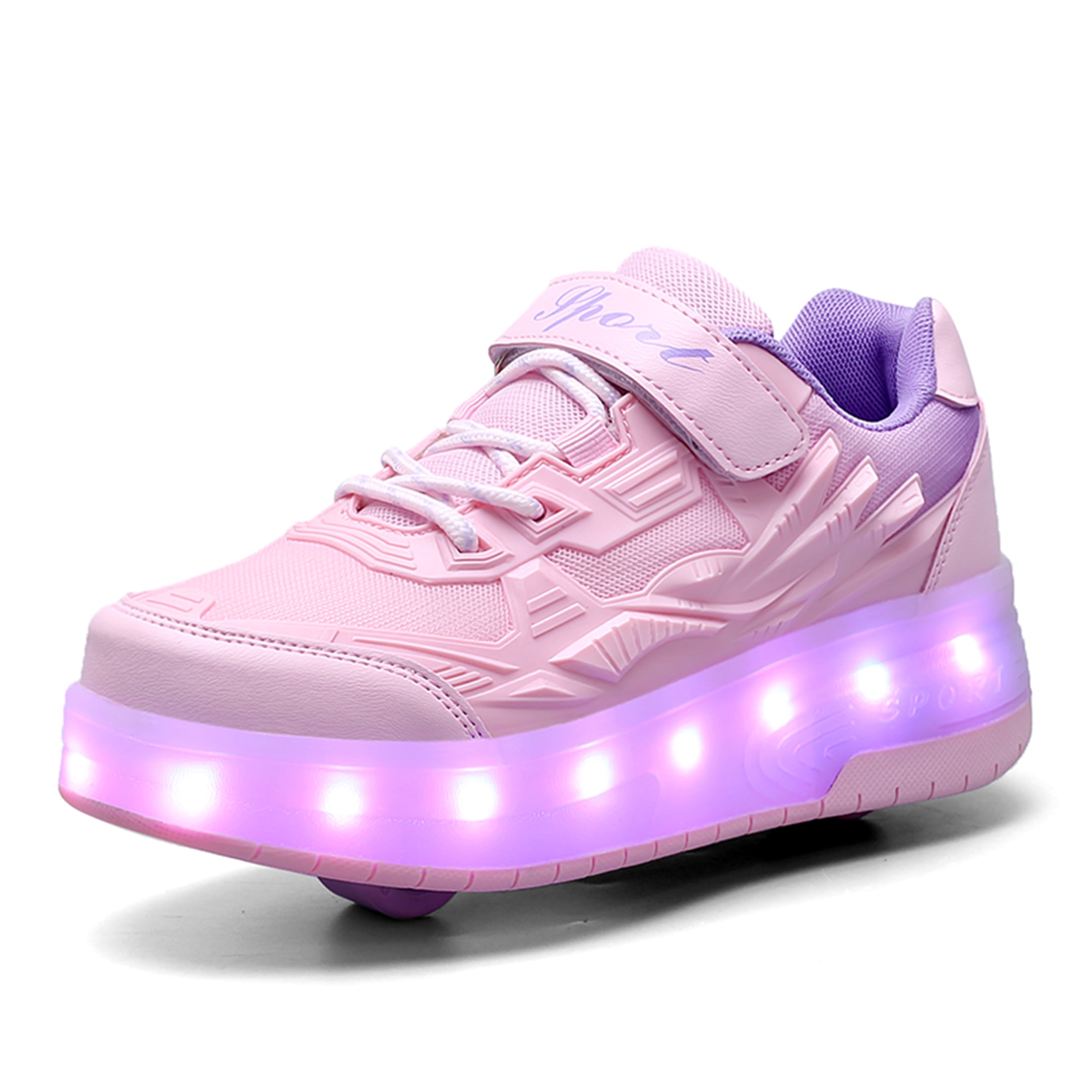 KOFUBOKE Child Teen Roller Skates Double Wheel Shoes Light Up LED shoe ...