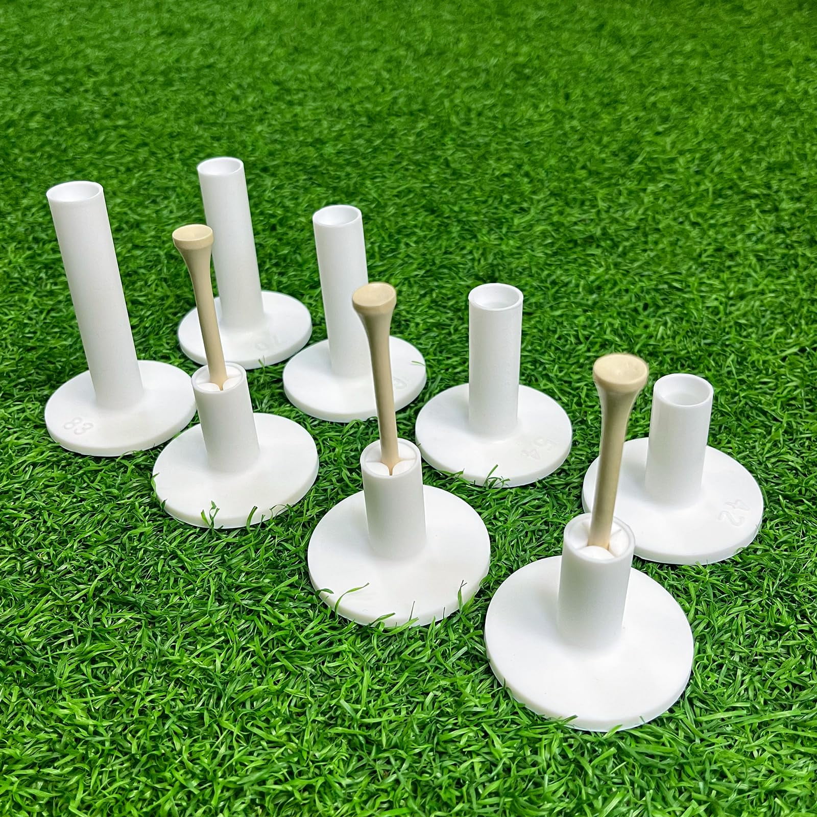 KOFULL Rubber Golf Tees for Mats, Driving Range Tee, 8 Pack Golf Rubber Tee Holder Set Indoor ...