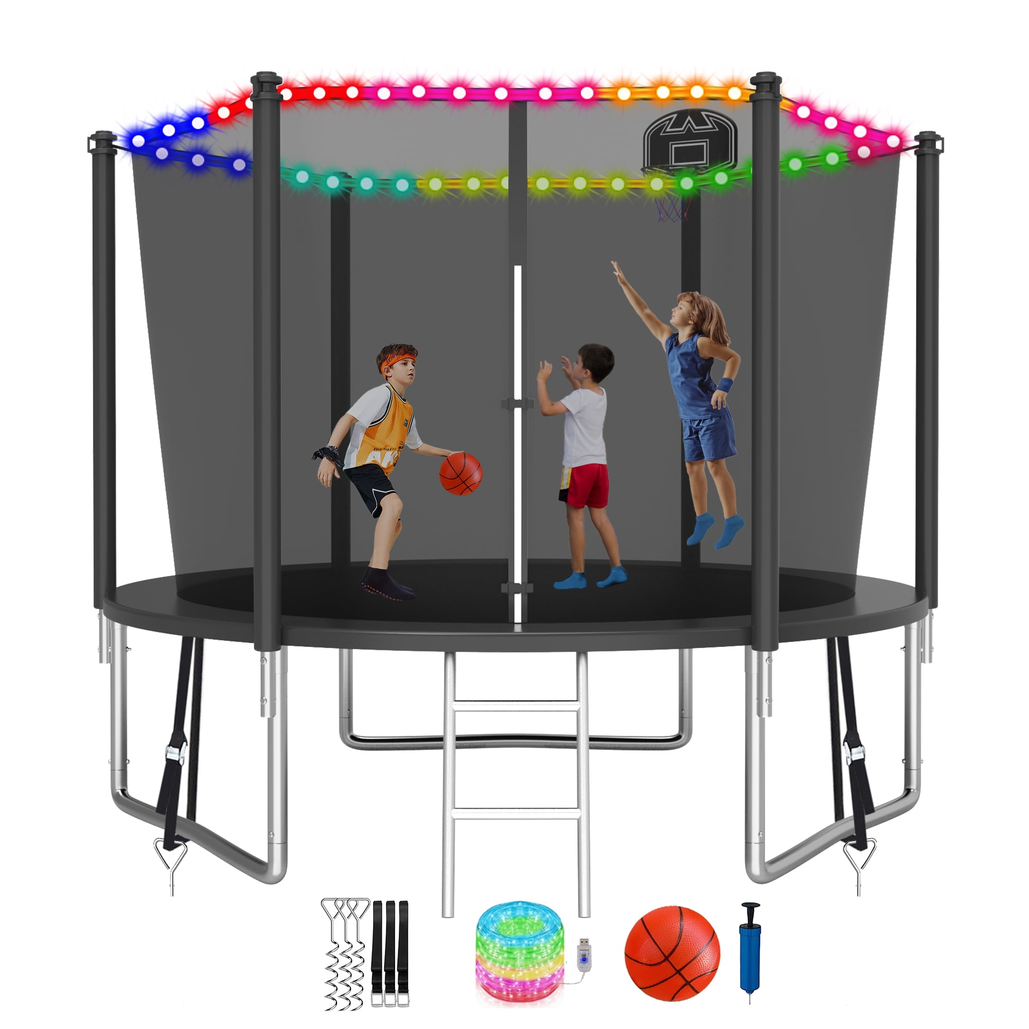 KOFUN 1000LBS 10FT Trampoline with Light, Heavy Duty Trampoline for ...